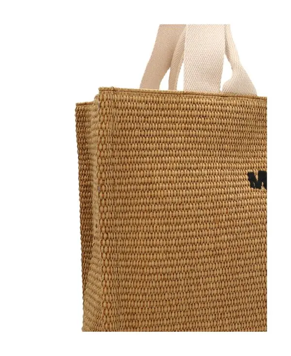 Marni Logo Embroidered Woven Top Handle Bag