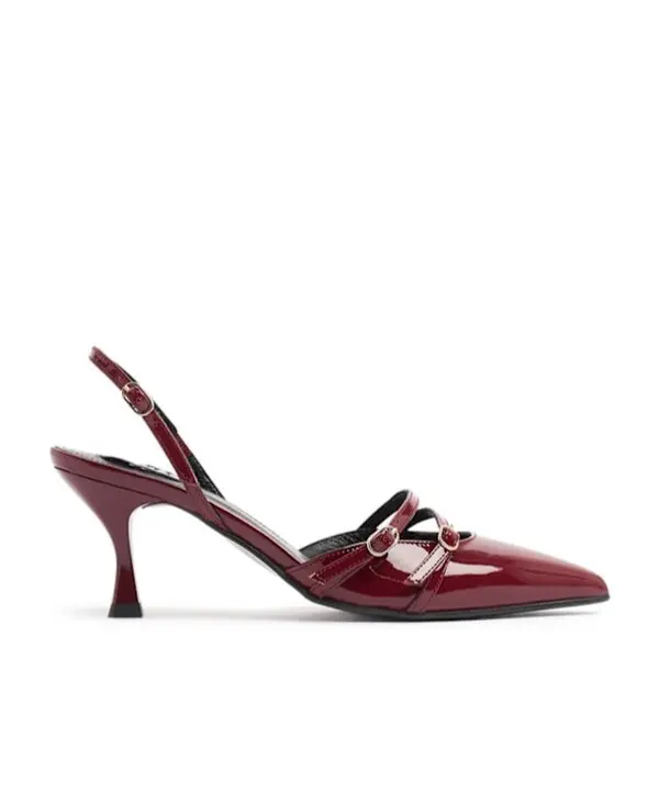 ALOHAS Pointed-toe High-heeled Sandals - Wine Red