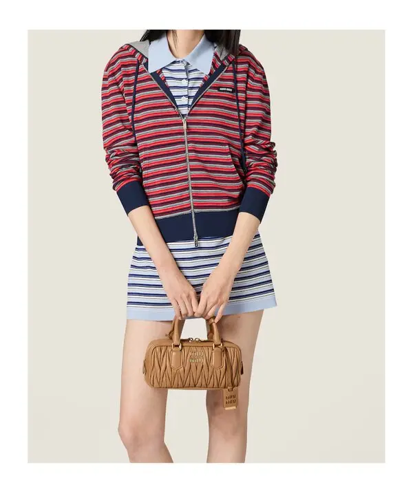 Miu Miu Striped Wool Zip-up Hoodie Jacket