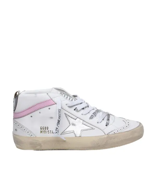 GOLDEN GOOSE Mid-star Lace-up Sneakers - White