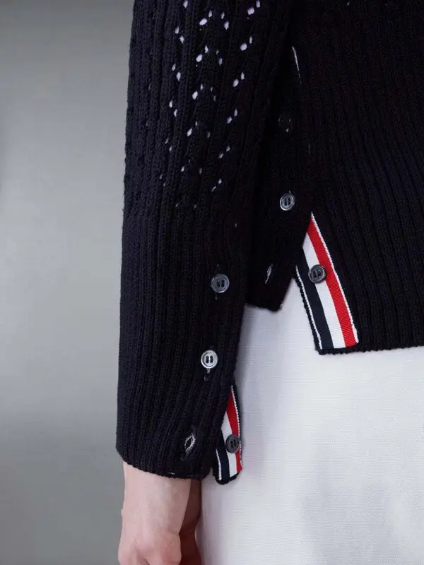 Thom Browne 4-bar Pointelle-knitted Button-up Cardigan