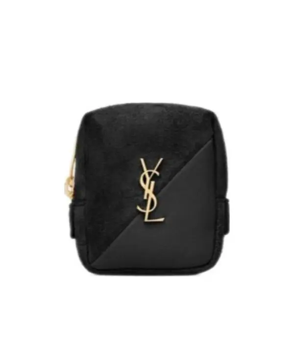 Saint Laurent Jamie Suede And Sheepskin Cube Pendant - Black