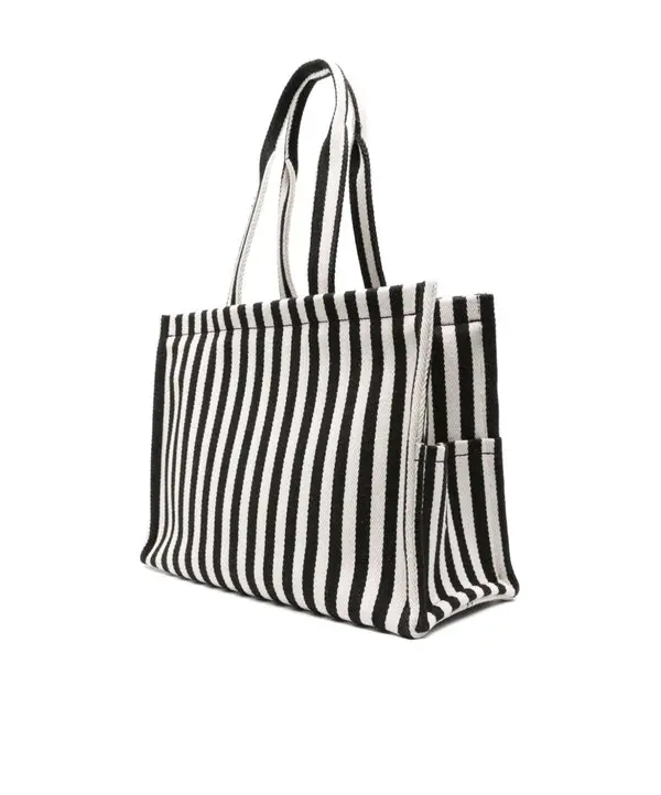 Celine Large Cabas Thais Tote Bag In Striped Textile And Calfskin
