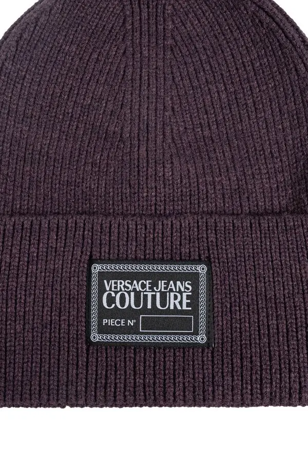 Versace Logo Patch Knitted Beanie