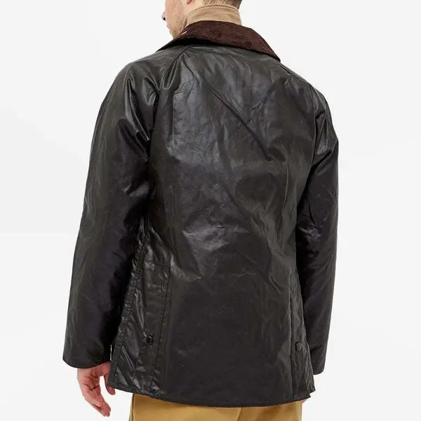 Barbour Waxed Cotton Jacket With Corduroy Collar - Black