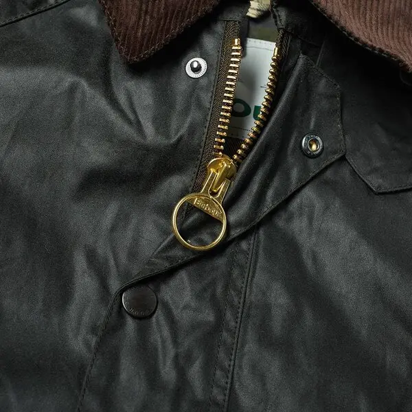 Barbour Waxed Cotton Jacket With Corduroy Collar - Black
