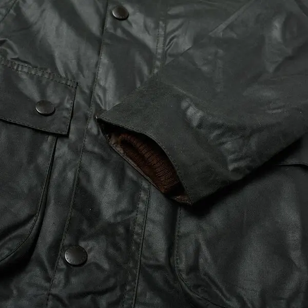 Barbour Waxed Cotton Jacket With Corduroy Collar - Black