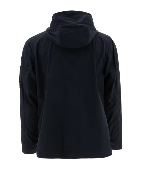 Stone Island Hooded Jacket With Compass Badge - Blue
