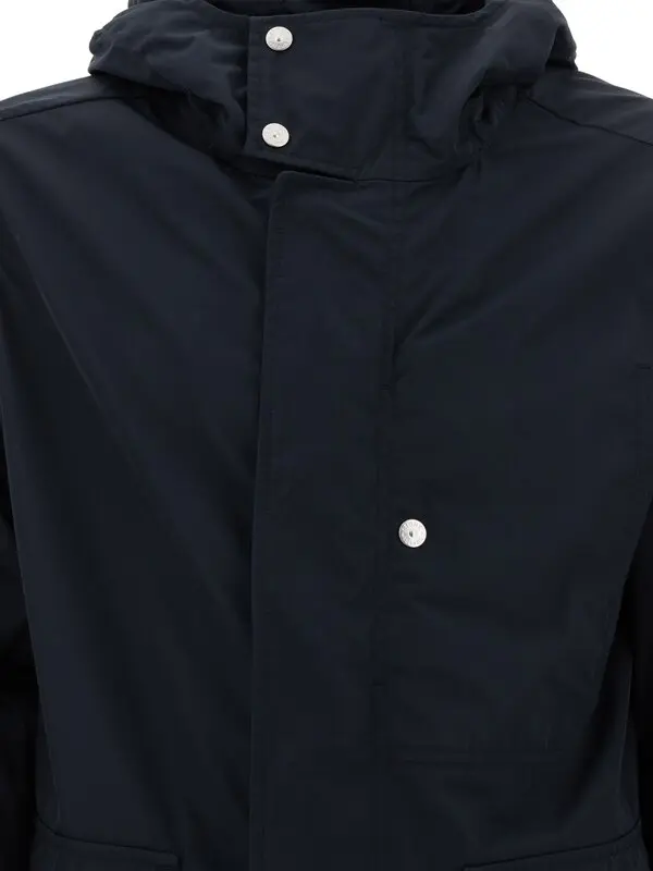 Stone Island Hooded Jacket With Compass Badge - Blue