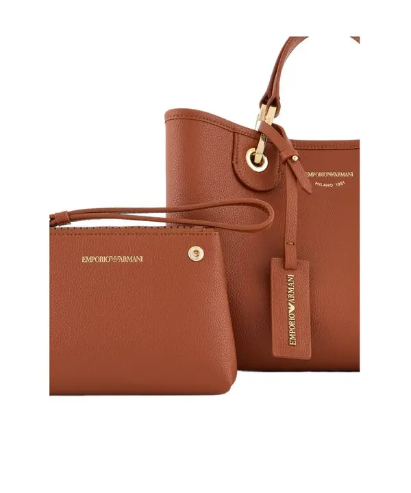 Emporio Armani Logo Stamp Shopping Bag - Brown