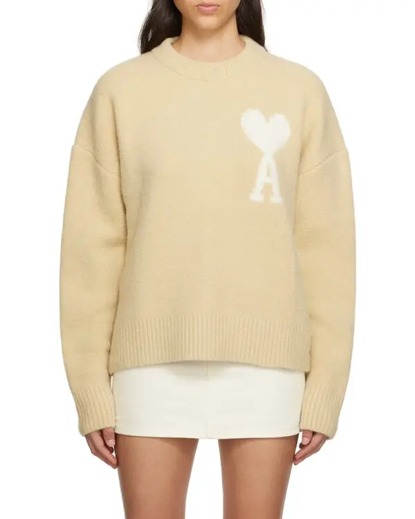 AMI Paris De Coeur Knitted Jumper - Nude