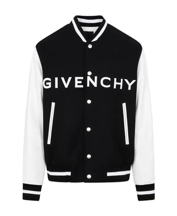 Givenchy Logo Detailed Varsity Bomber Jacket - Black
