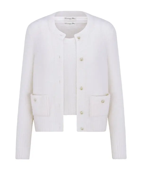 Dior Wool And Cashmere Blend Twinset With Cd Pearl Buttons