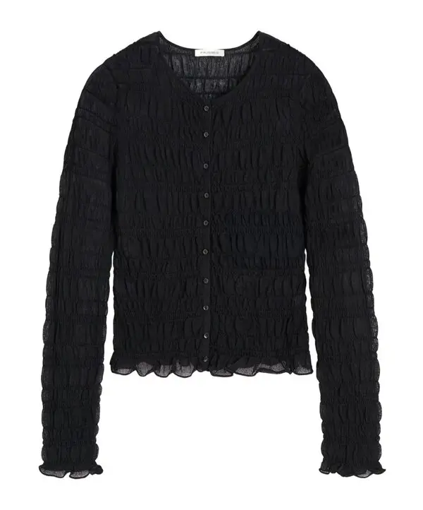 BY MALENE BIRGER Ebba Ruffled Cardigan - Black
