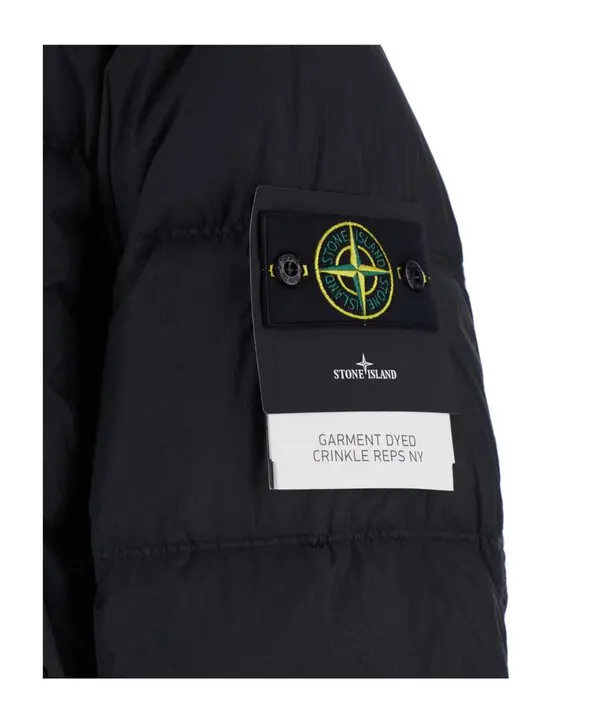 Stone Island Logo Patch Bomber Jacket - Black