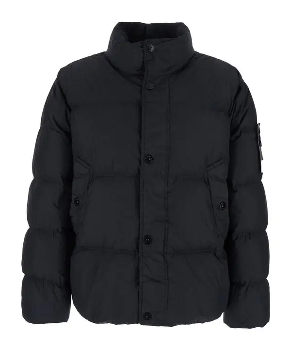 Stone Island Logo Patch Bomber Jacket - Black