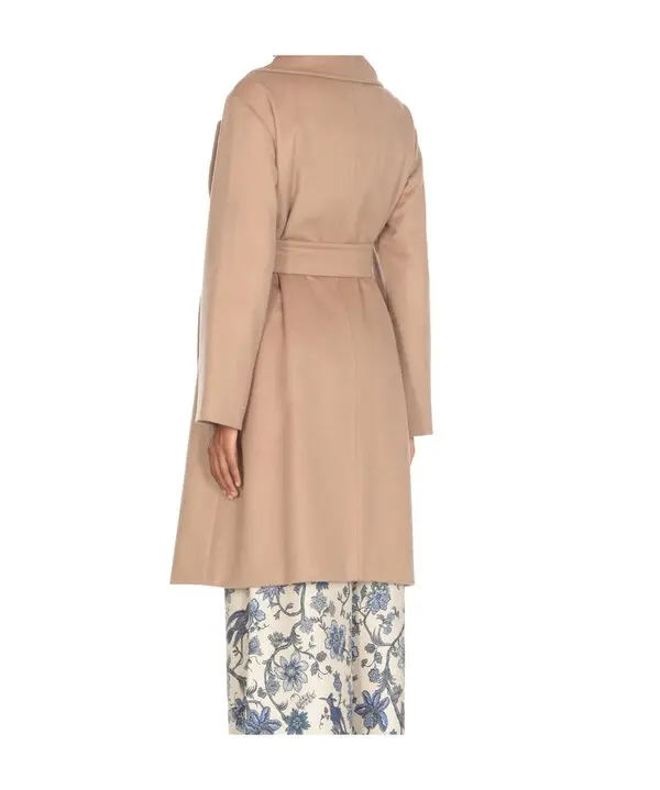 Max Mara Belted Long-sleeved Coat - Nude