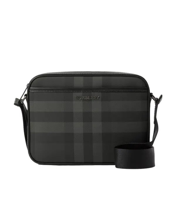 Burberry Logo Plaque Checked Messenger Bag