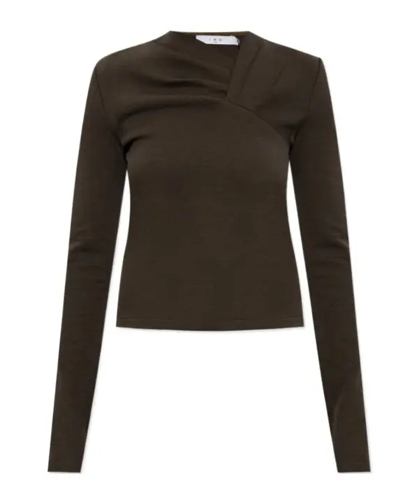 IRO PARIS Long Sleeve Asymmetrical Pleated Top