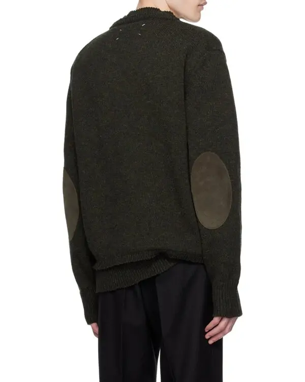 MAISON MARGIELA Crewneck Jumper With Suede Elbow Patches