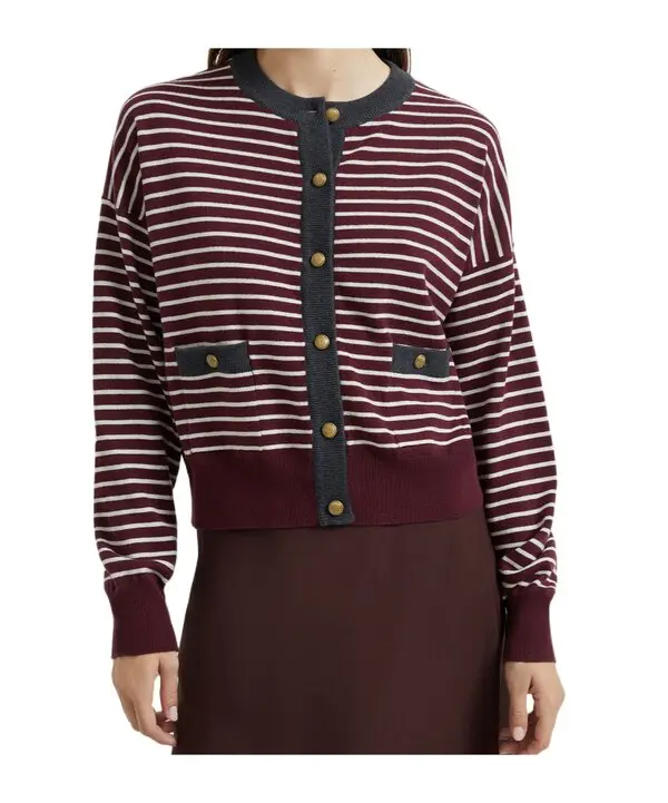 Brunello Cucinelli Striped Crew Neck Cardigan