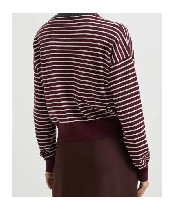 Brunello Cucinelli Striped Crew Neck Cardigan