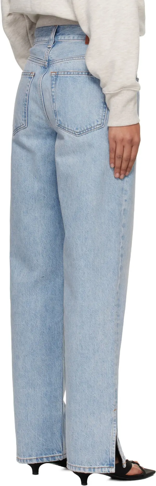ANINE BING Roy Side Slit Straight-leg Jeans - Blue