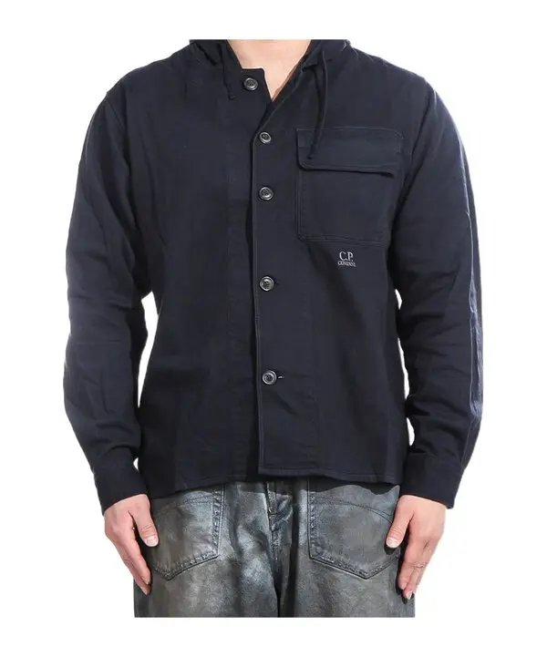 C.P. COMPANY Long Sleeve Casual Jacket With Logo Detail - Black