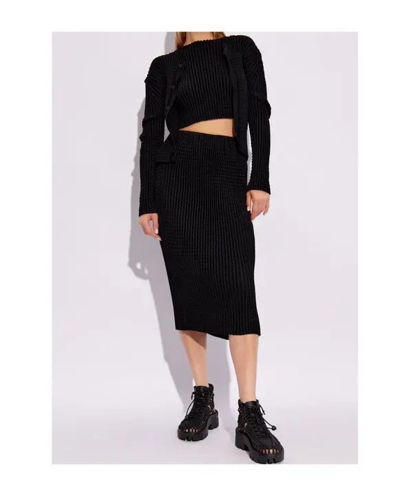 Issey Miyake Pleated Cardigan - Black