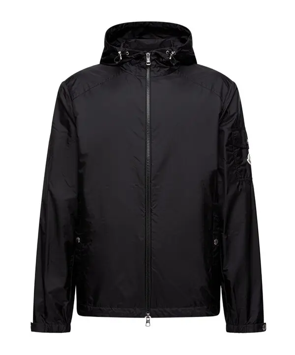 Moncler Hooded Zip-up Rain Jacket - Black