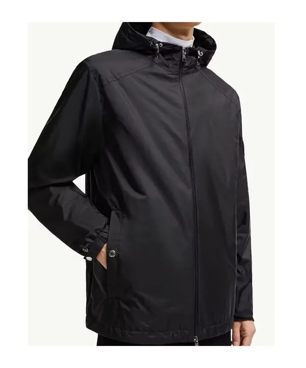 Moncler Hooded Zip-up Rain Jacket - Black