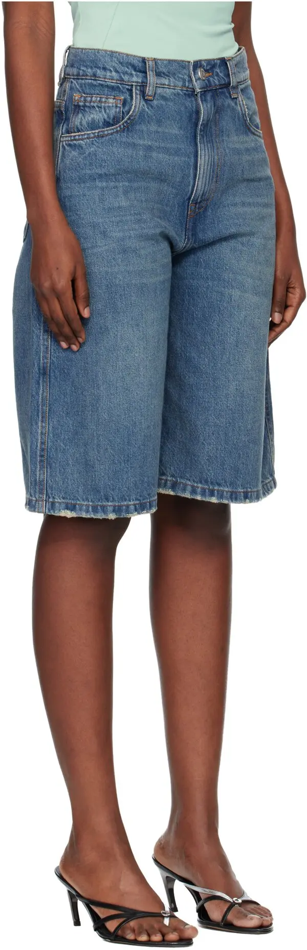 Coperni Belted Denim Shorts - Blue