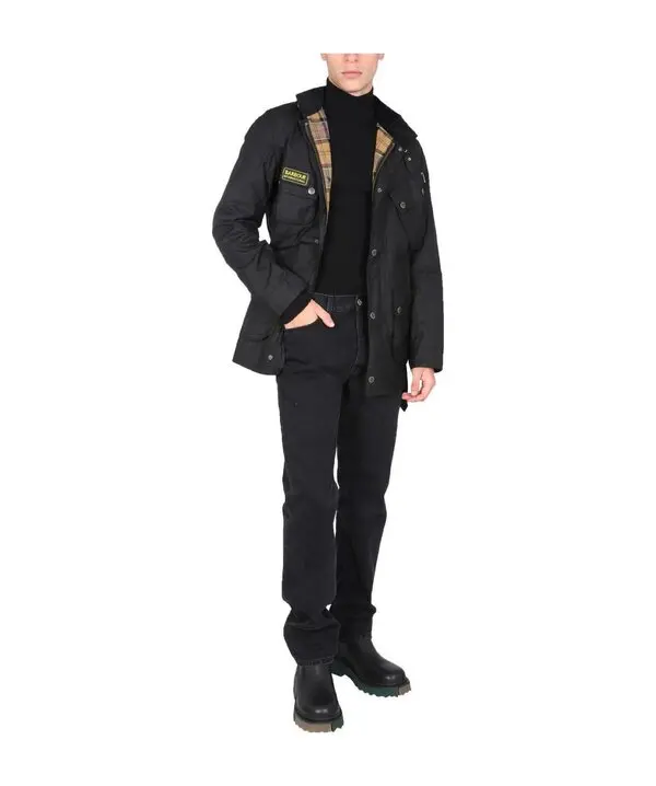Barbour International Waxed Cotton Multi-pocket Belted Jacket