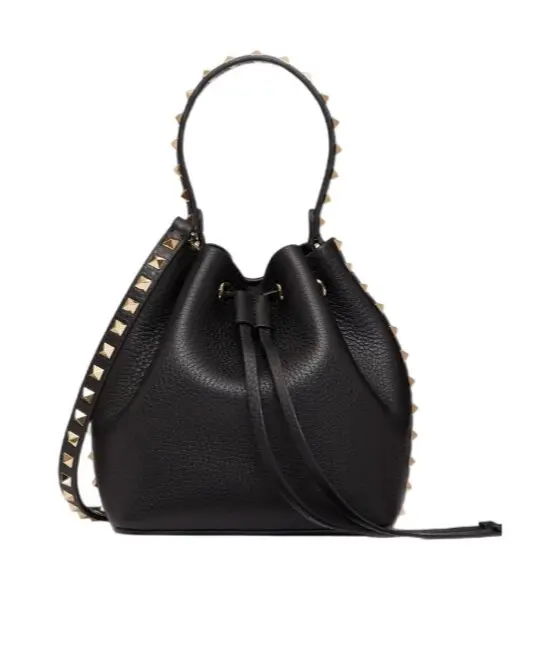 Valentino Garavani Rockstud Drawstring Bucket Bag - Black