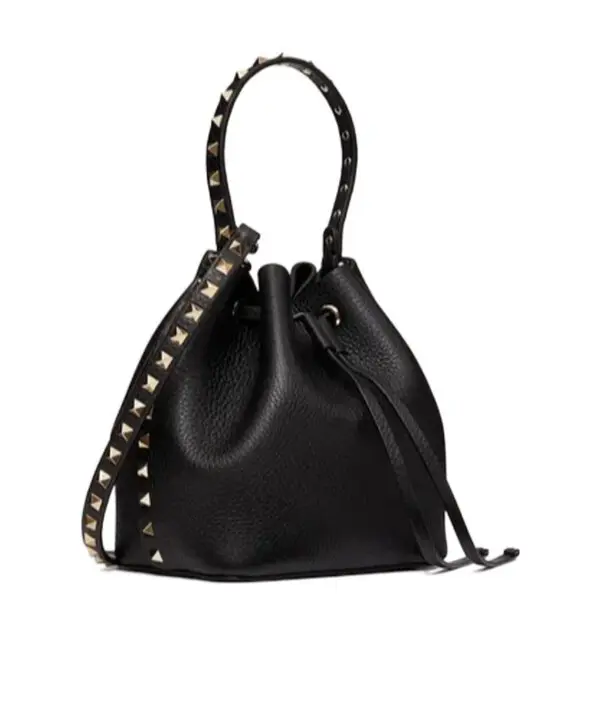 Valentino Garavani Rockstud Drawstring Bucket Bag - Black