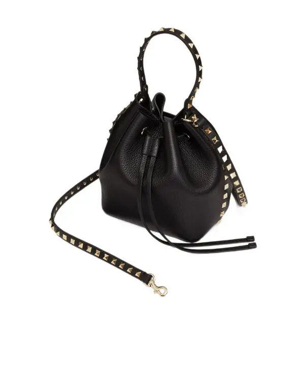 Valentino Garavani Rockstud Drawstring Bucket Bag - Black