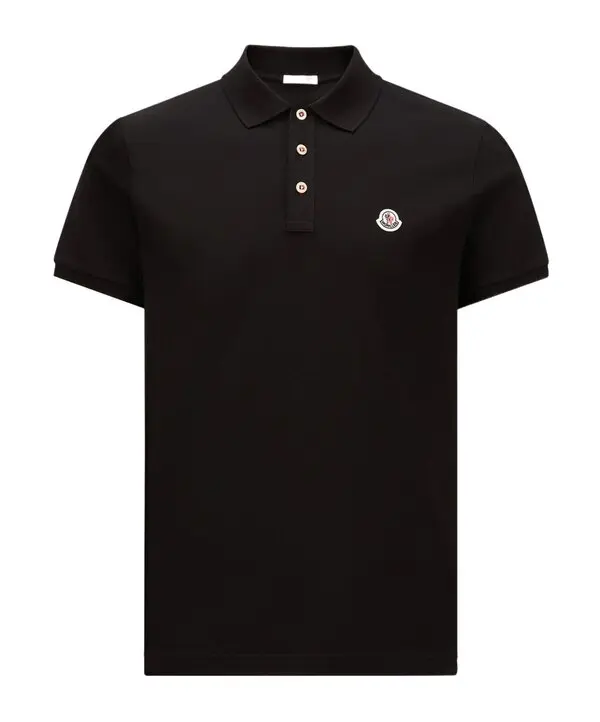 Moncler Logo Patch Short-sleeved Polo Shirt - Black