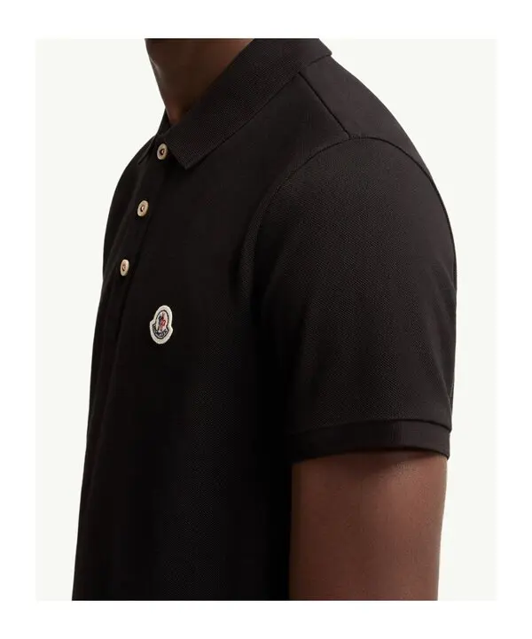 Moncler Logo Patch Short-sleeved Polo Shirt - Black