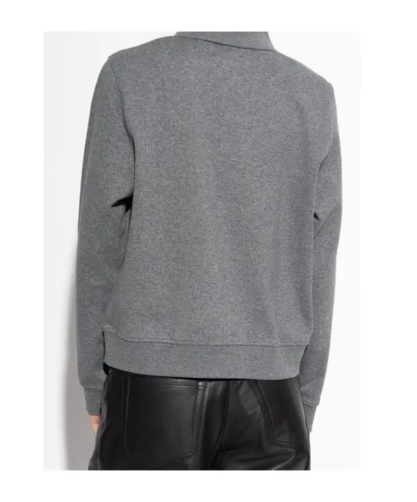 SAMSOE SAMSOE Long Sleeve Collared Polo Top With Logo Detailing - Gray