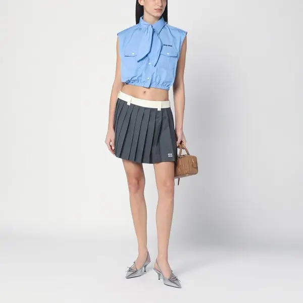 Miu Miu Sleeveless Logo Embroidered Shirt