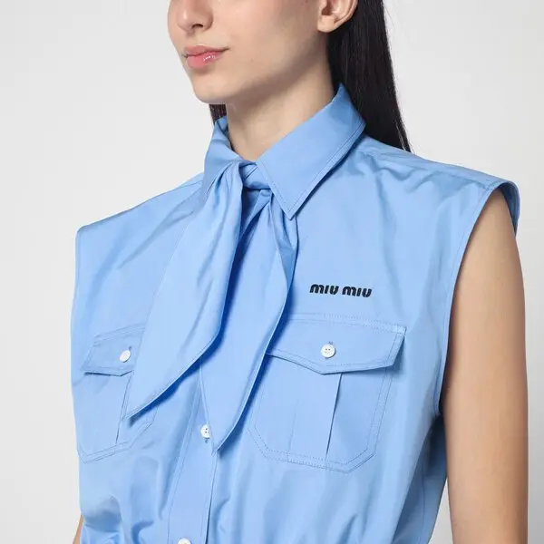 Miu Miu Sleeveless Logo Embroidered Shirt
