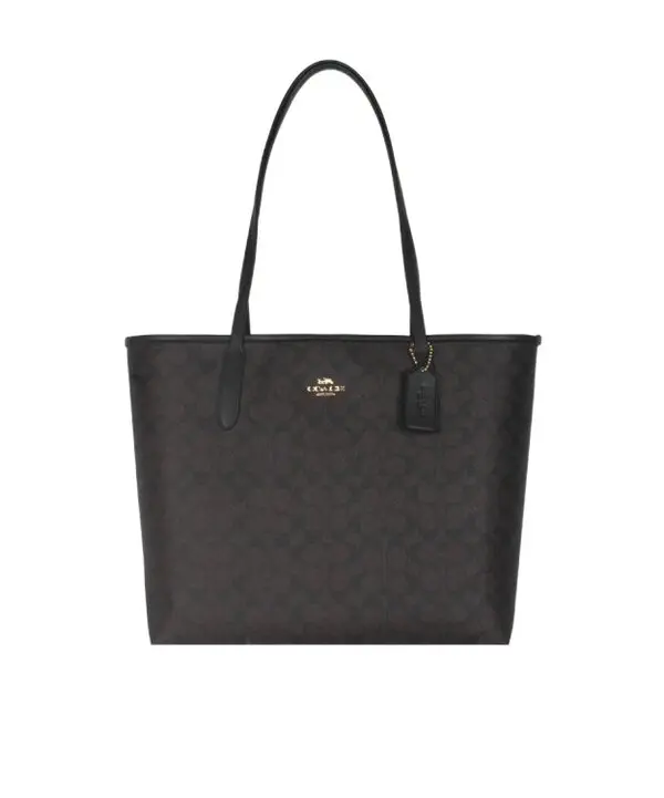 COACH Logo Printed Tote Bag - Black