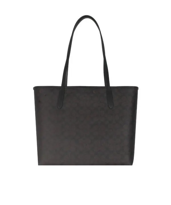 COACH Logo Printed Tote Bag - Black