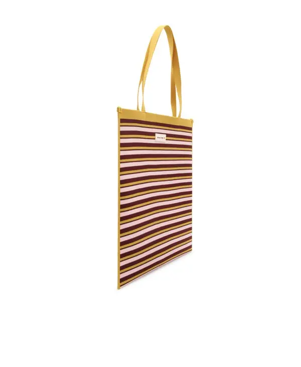 Marni Striped Logo Patch Tote Bag