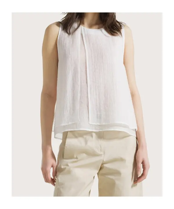 Seventy Sleeveless Crinkled Plain Voile Top
