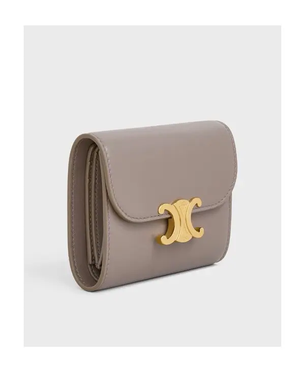 Celine Small Flap Wallet Triomphe In Shiny Calfskin