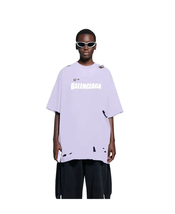 Balenciaga T-shirt Caps Boxy Fit In Viola