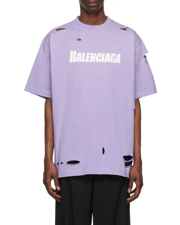 Balenciaga T-shirt Caps Boxy Fit In Viola