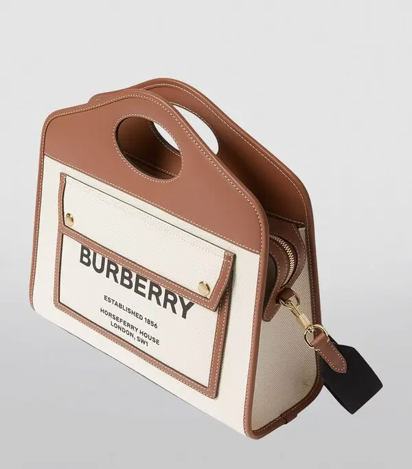 Burberry Pocket Two-tone Canvas And Leather Tote Bag