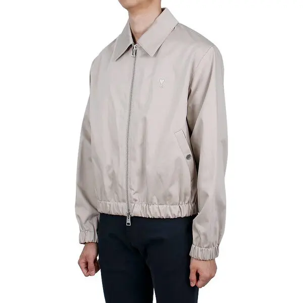 Ami Zip-up Heart Logo Jacket - Gray